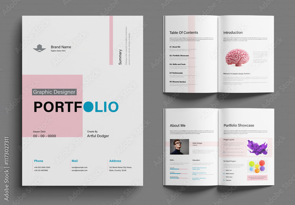Modern Graphic Designer Portfolio Template Stock Template | Adobe Stock