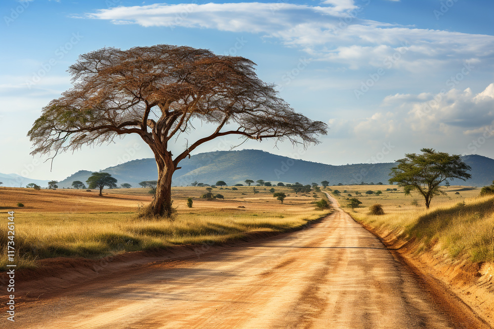 remarkable landscape of Kenyan savanna at twilight, with its tranquil ...