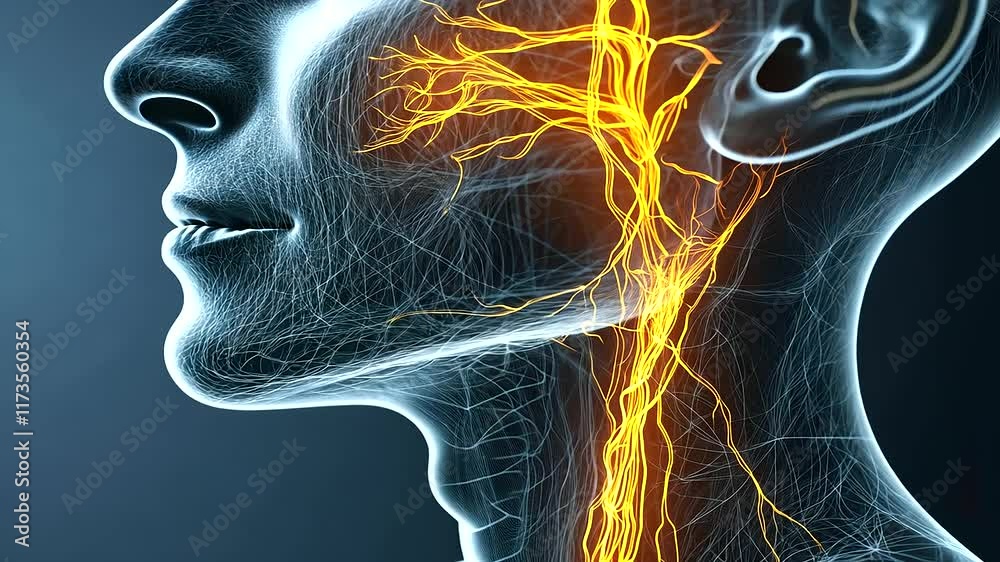 Vidéo Stock A facial profile featuring the trigeminal nerve pathways ...