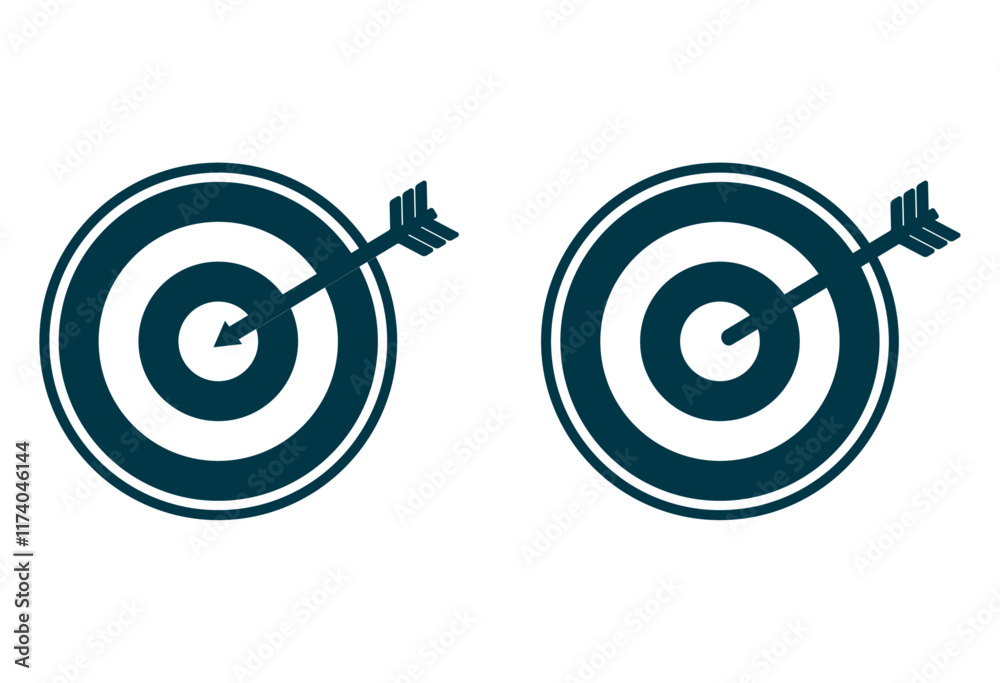 Poster Two targets with arrows hitting the center, Two target boards ...