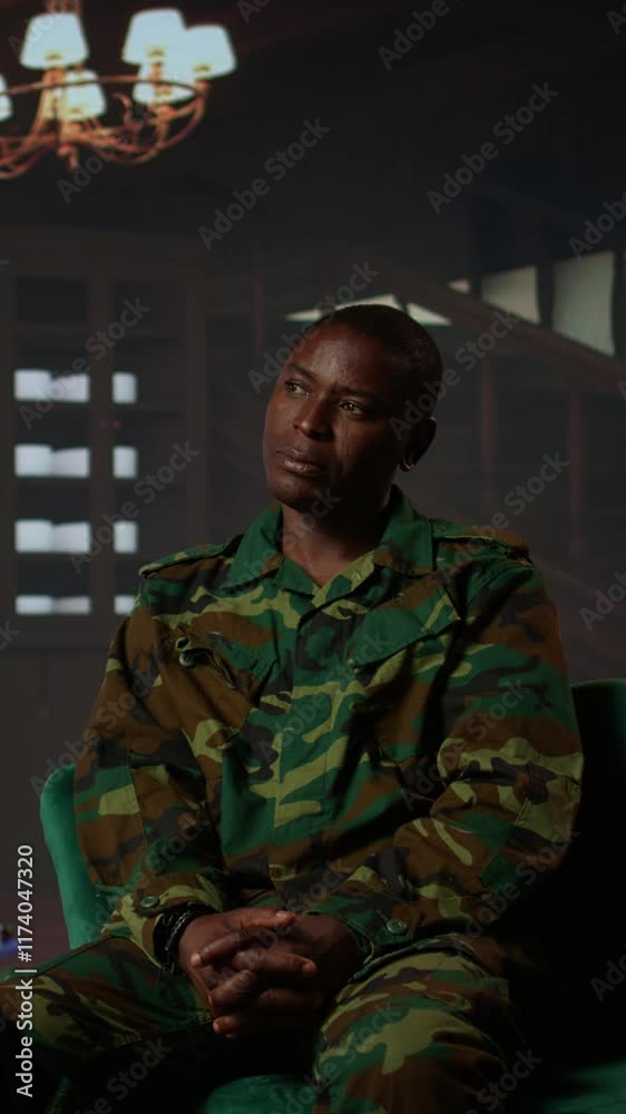 Vertical Video Military personnel sharing feelings about combat ...