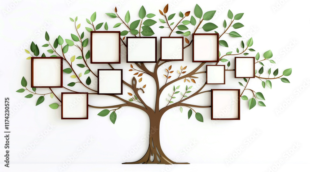 Poster Artistic family tree design with empty squares ready to be ...