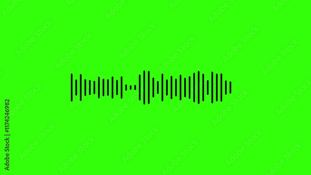 sound wave or audio wavefrom isolated on green screen background ...