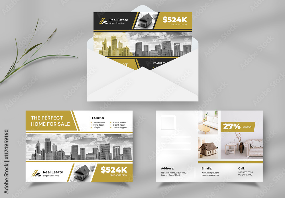 Real Estate Post Cards Template Stock Template | Adobe Stock