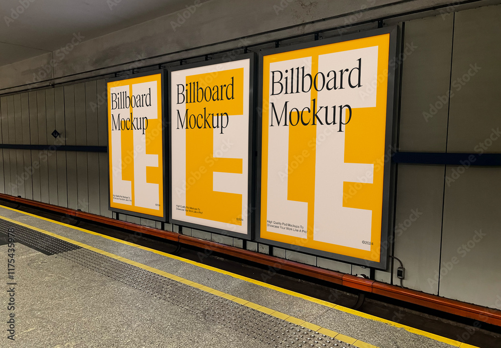 Three Subway Mockups Stock Template | Adobe Stock