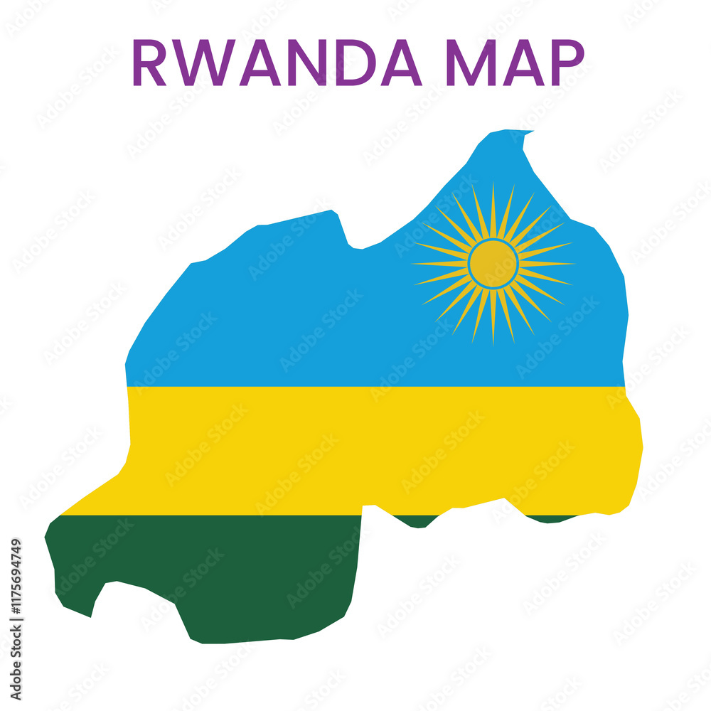 Poster High detailed map of Rwanda. Outline map of Rwanda. Africa – Tableau | Europosters