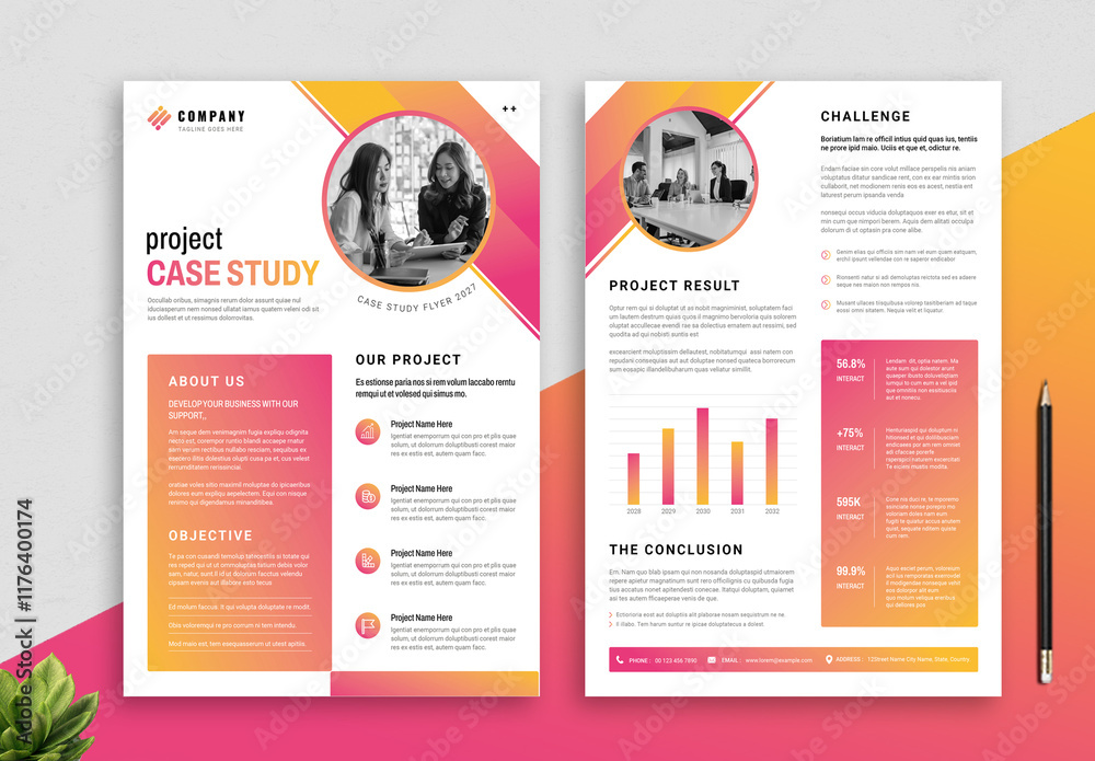Project Case Study Template Layout Stock Template | Adobe Stock