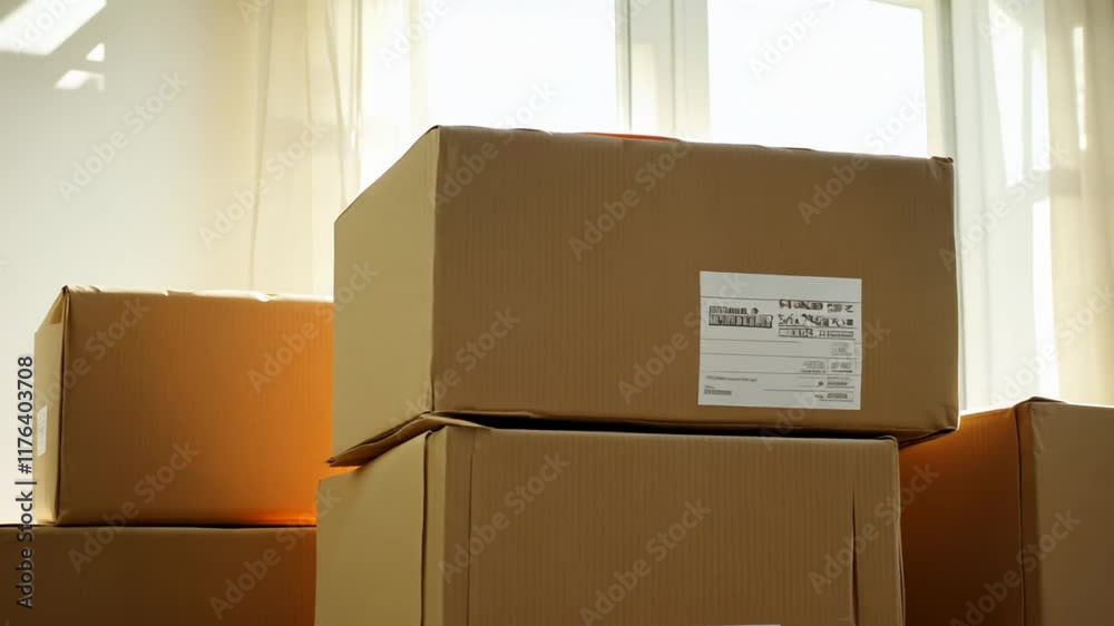 moving home stack cardboard relocation cardboard boxes boxes new ...