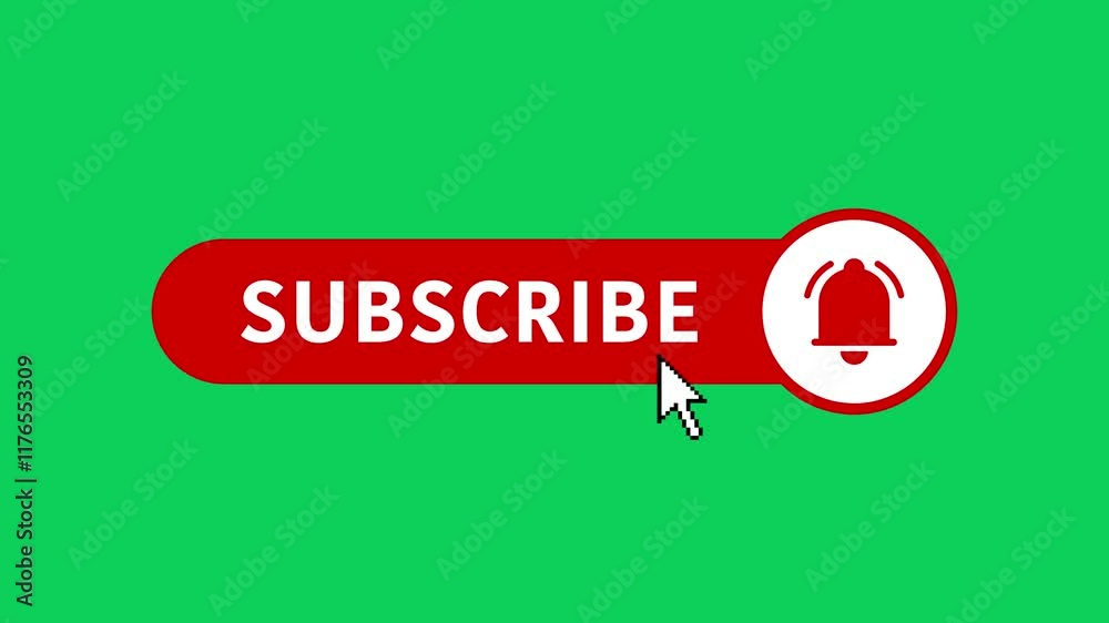 Rounded Corner Youtube Subscribe Button green screen Stock Video ...