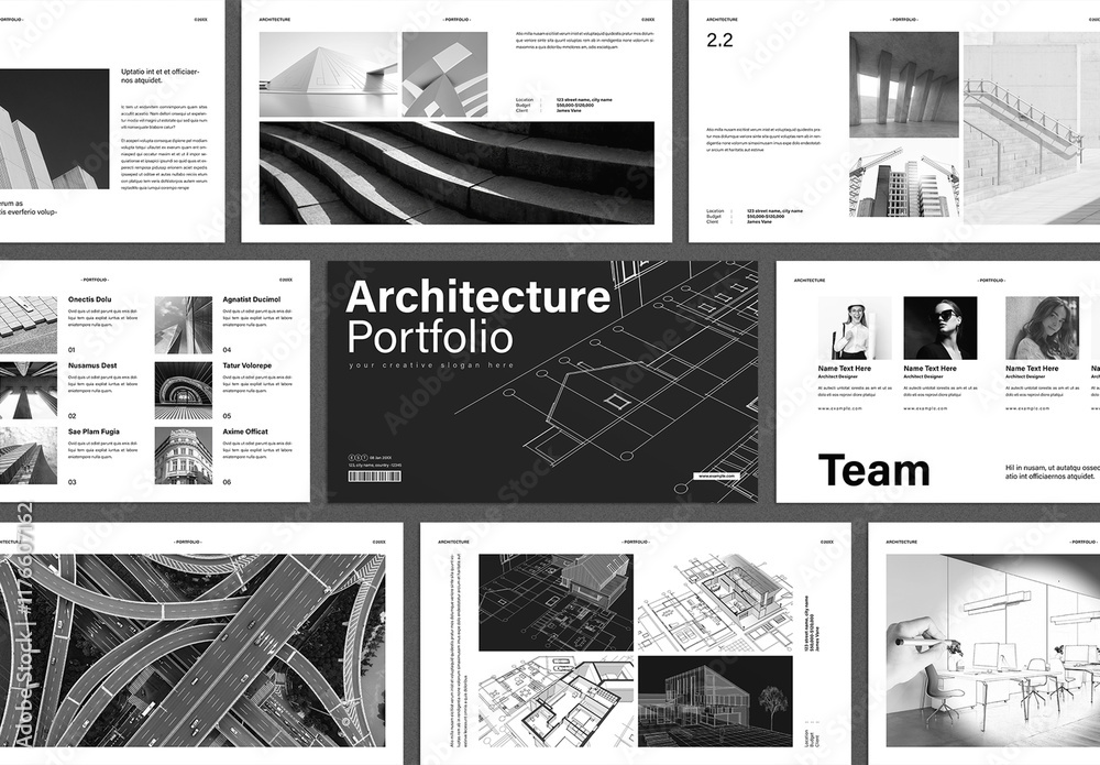 Architecture Portfolio Presentation Template Design Layout Stock ...