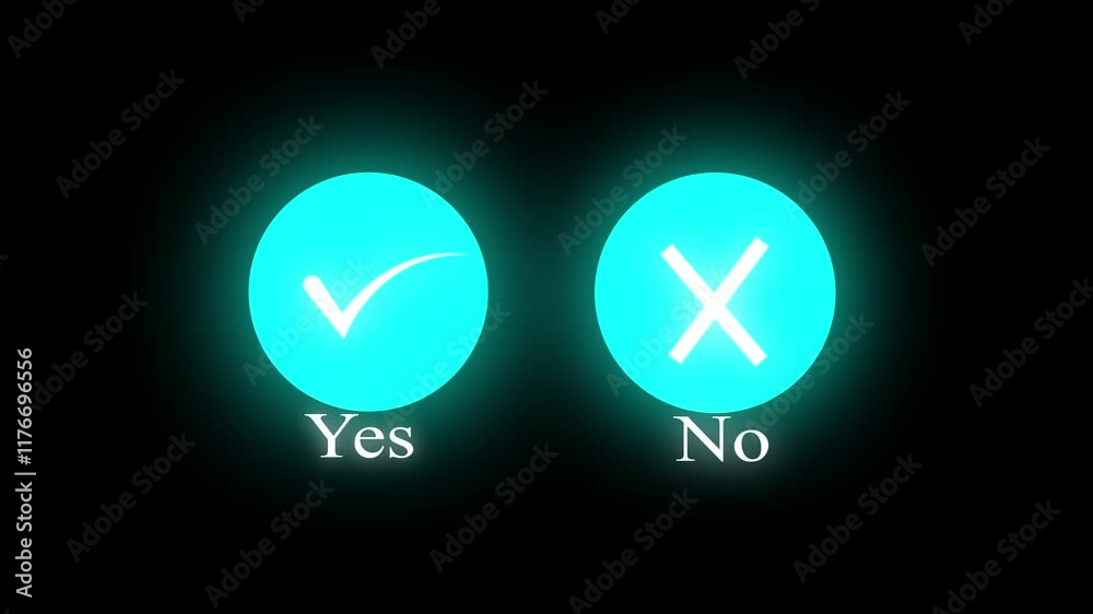 cyan tick and cyan cross signs animation, right and wrong animated ...