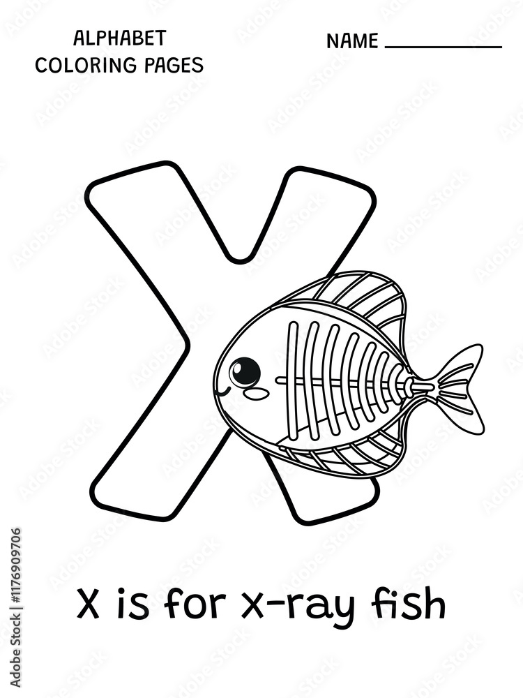 Poster English alphabet coloring page X is for x ray fish – Wall Art ...