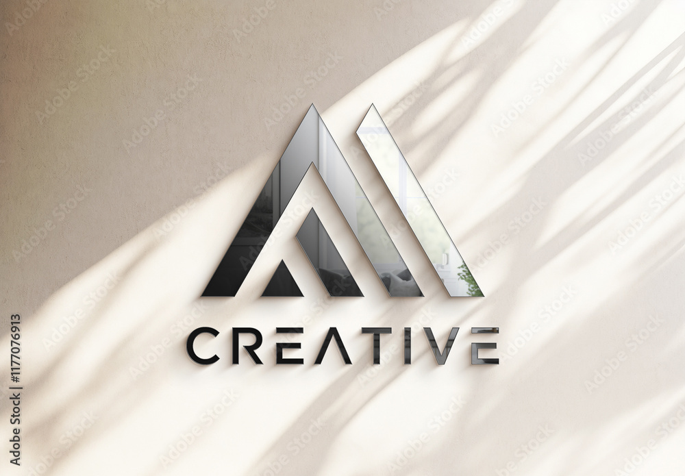 Logo With Reflective 3D Metal Effect Mockup Stock Template | Adobe Stock