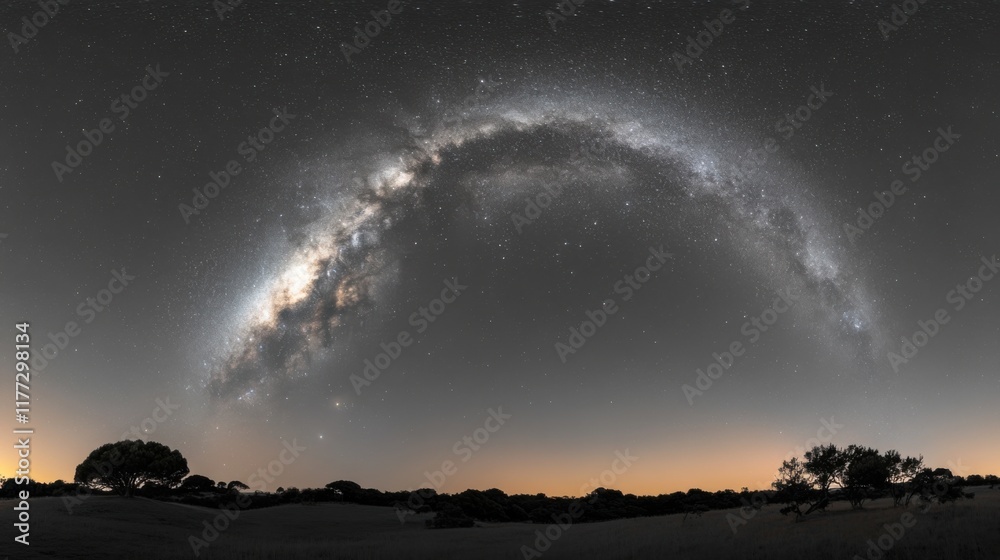 Poster Bright stars and the stunning arc of the Milky Way illuminate a ...