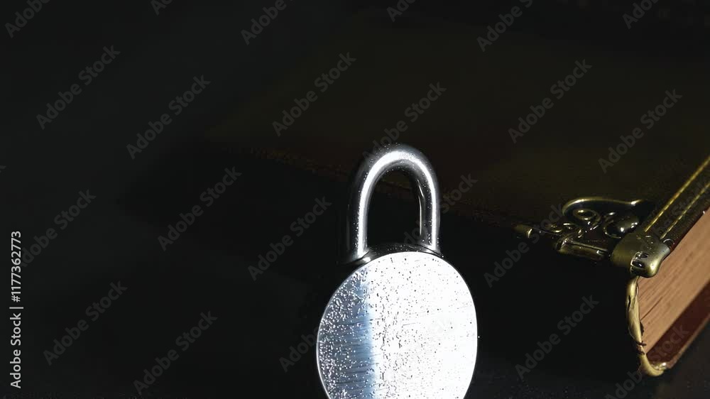 Exploring the beauty of a silver lock resting on an antique book in a ...