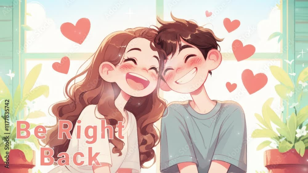 Two friends share warm smiles and good times together. Be Right Back ...