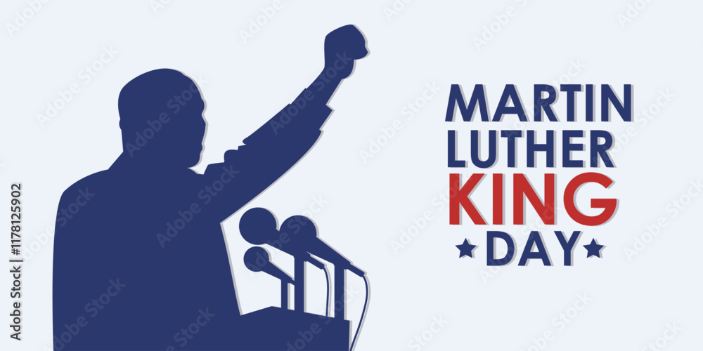 Martin Luther King Day poster. Vector illustration of a public speaker ...