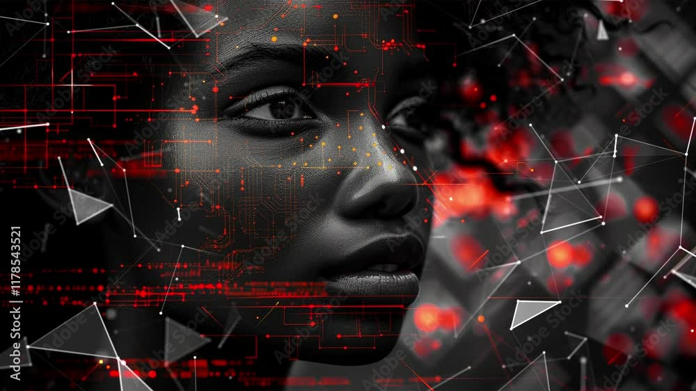 Looped background. Black woman cyber security expert. Female Computer ...