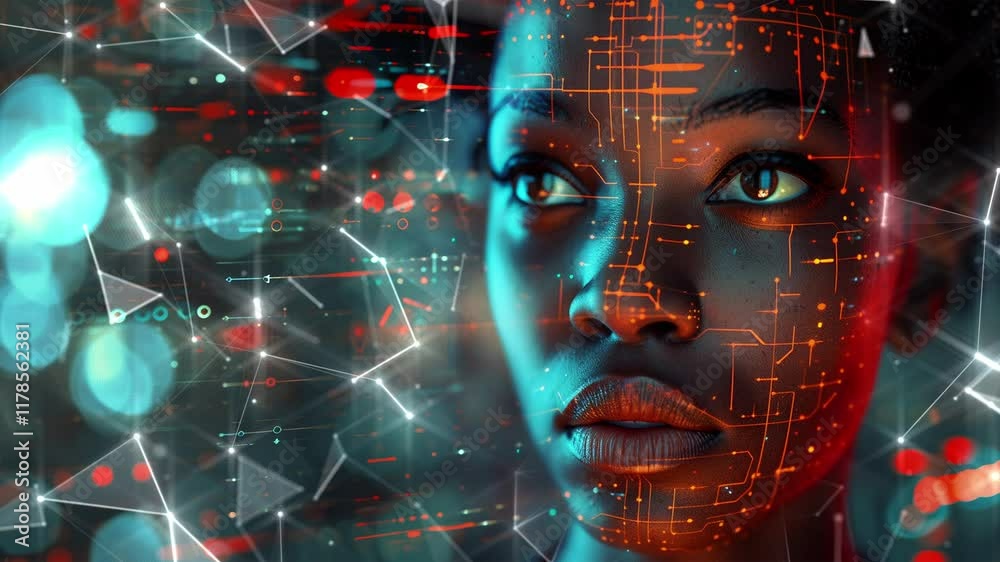 Looped background. Black woman cyber security expert. Female Computer ...
