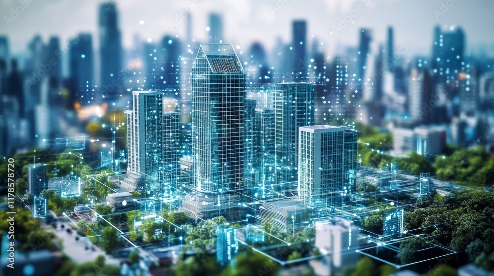 Smart building design concept for modern cities, illustrating advanced ...