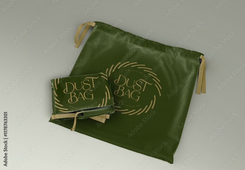 Dust Bag Packaging Left View Mockup Stock Template | Adobe Stock