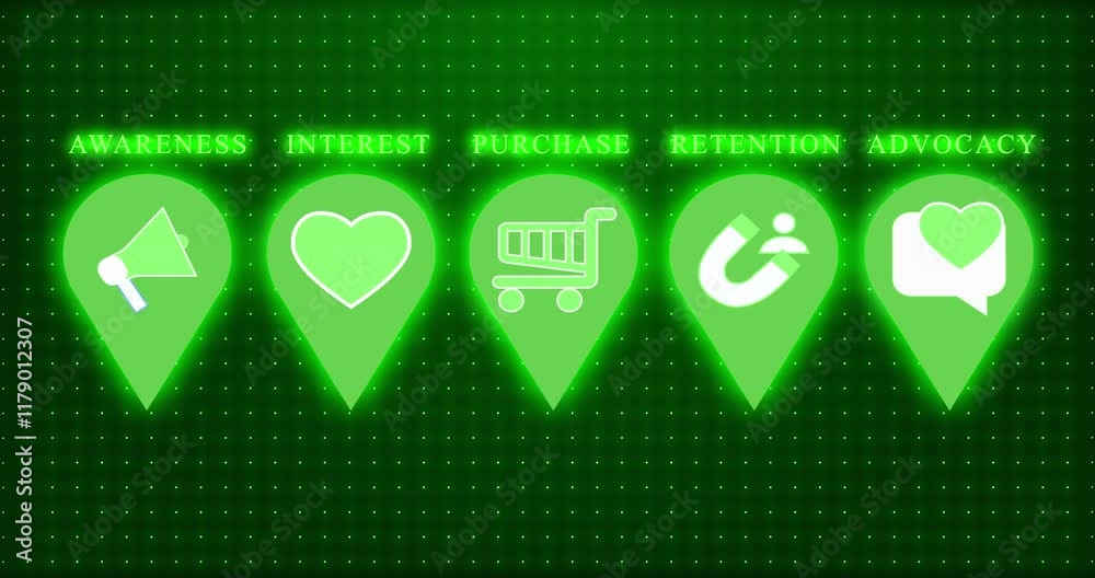 4K cool animated Customer Journey Maps. Journey roadmap has 6 steps for ...