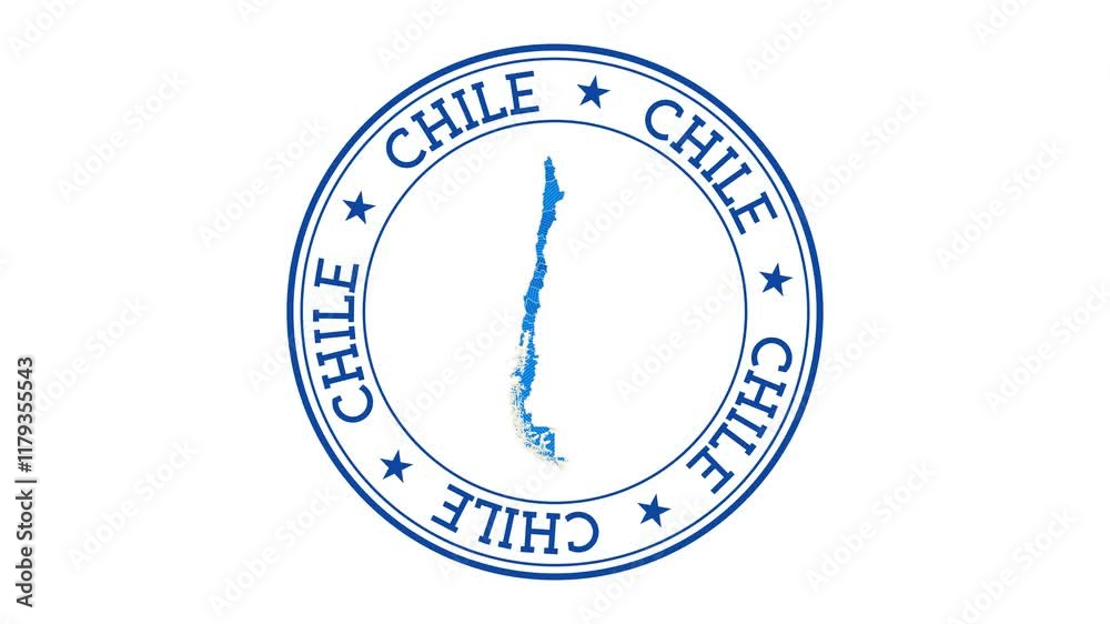 Chile intro. Badge with the circular name and map of country. Chile ...