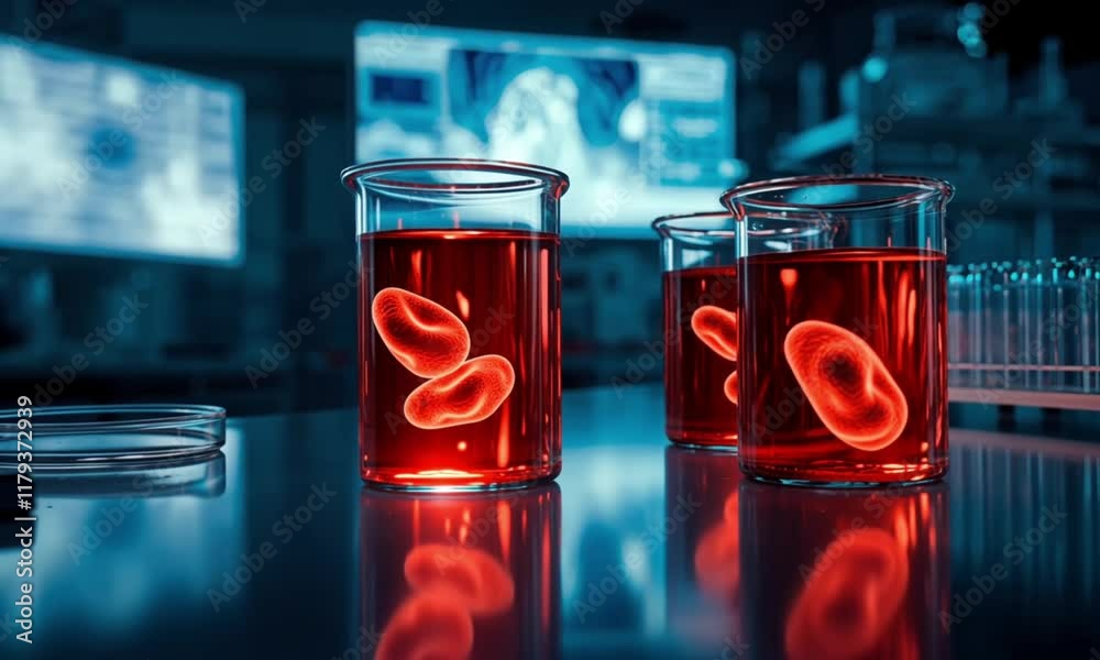 AI - Realistic Blood Particles Illustration – Red and White Blood Cells ...