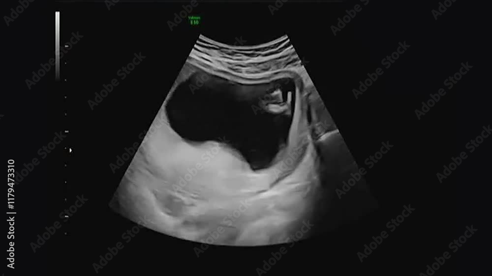 Detailed fetal ultrasound imaging. Various views of the developing baby ...