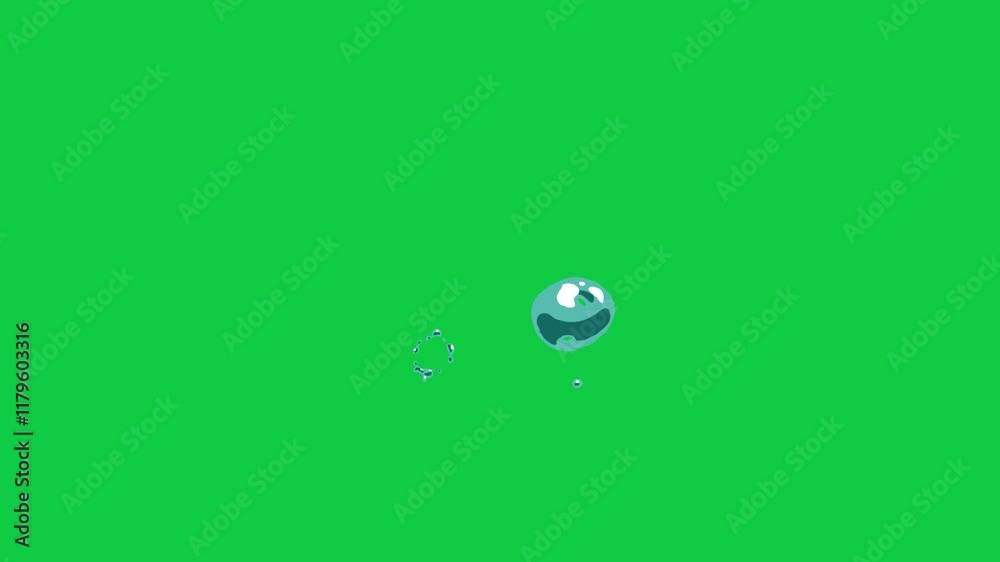 A glowing green screen showcasing smooth water particle animations ...