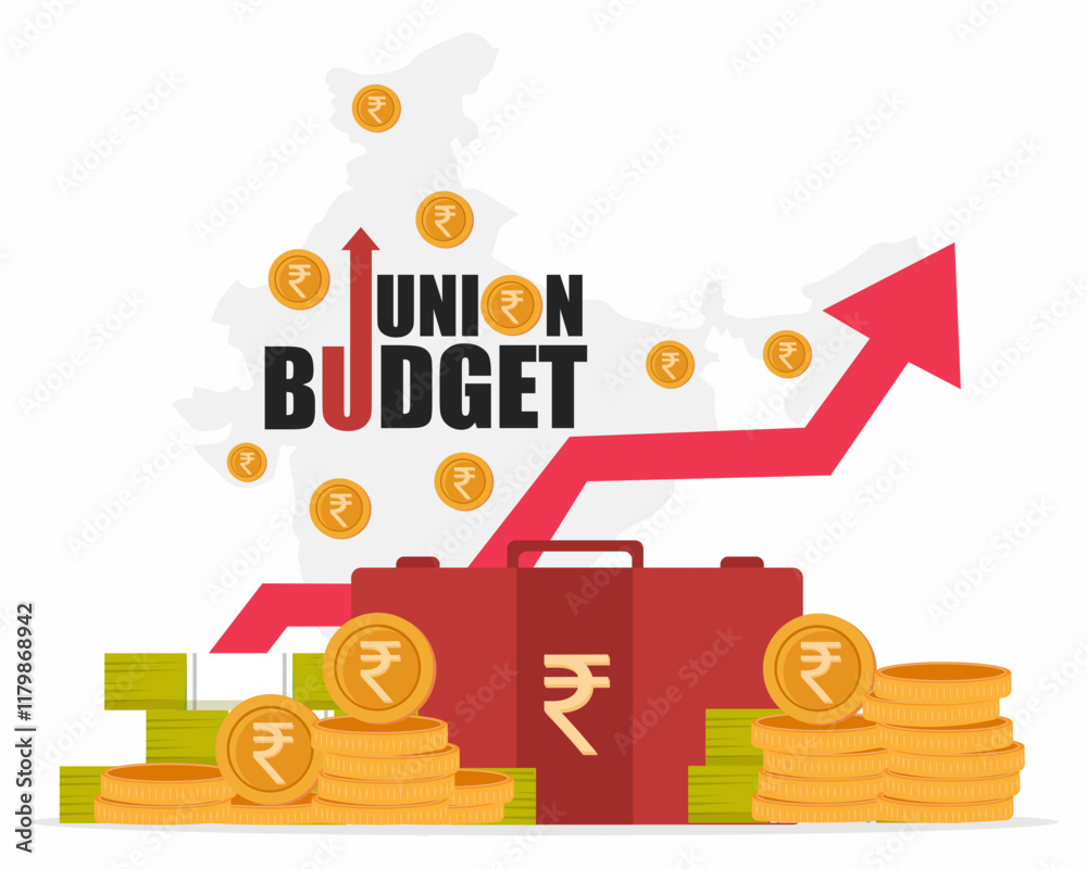 Poster indian union budget india economy with indian rupee and indian ...