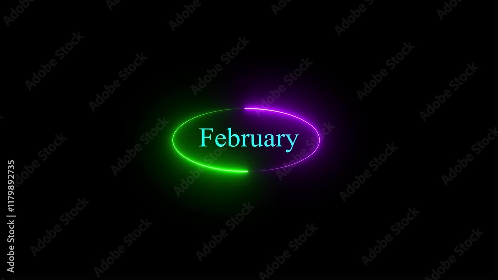 February text icon animation on background. February text icon ...
