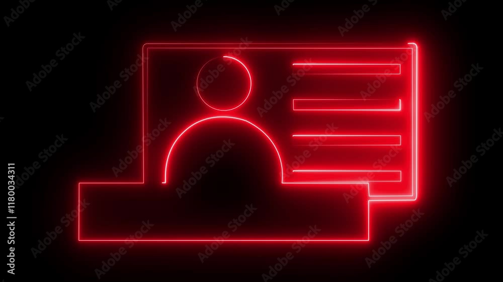 ID Card icon. Identification card outline neon icon . personal ...