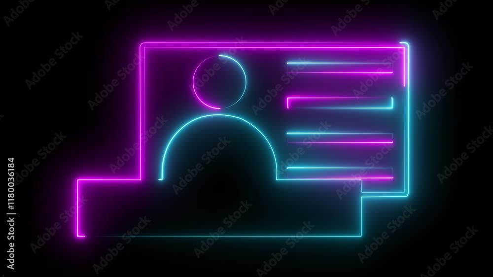 ID Card icon. Identification card outline neon icon . personal ...