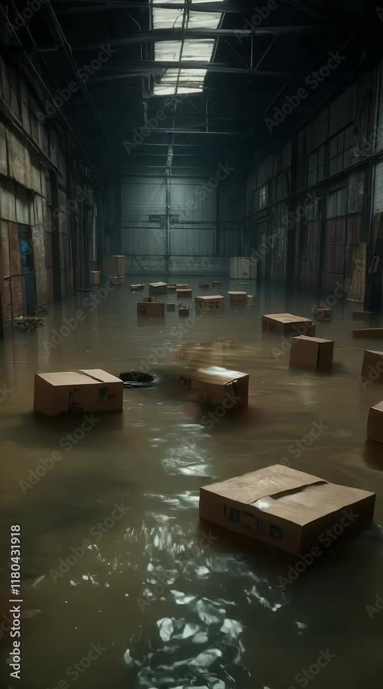 floating boxes water warehouse flooded box industry cardboard no people ...
