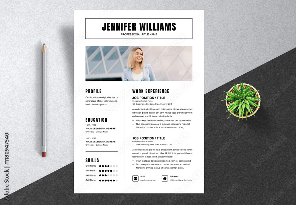 Modern Resume Template Design Stock Template | Adobe Stock