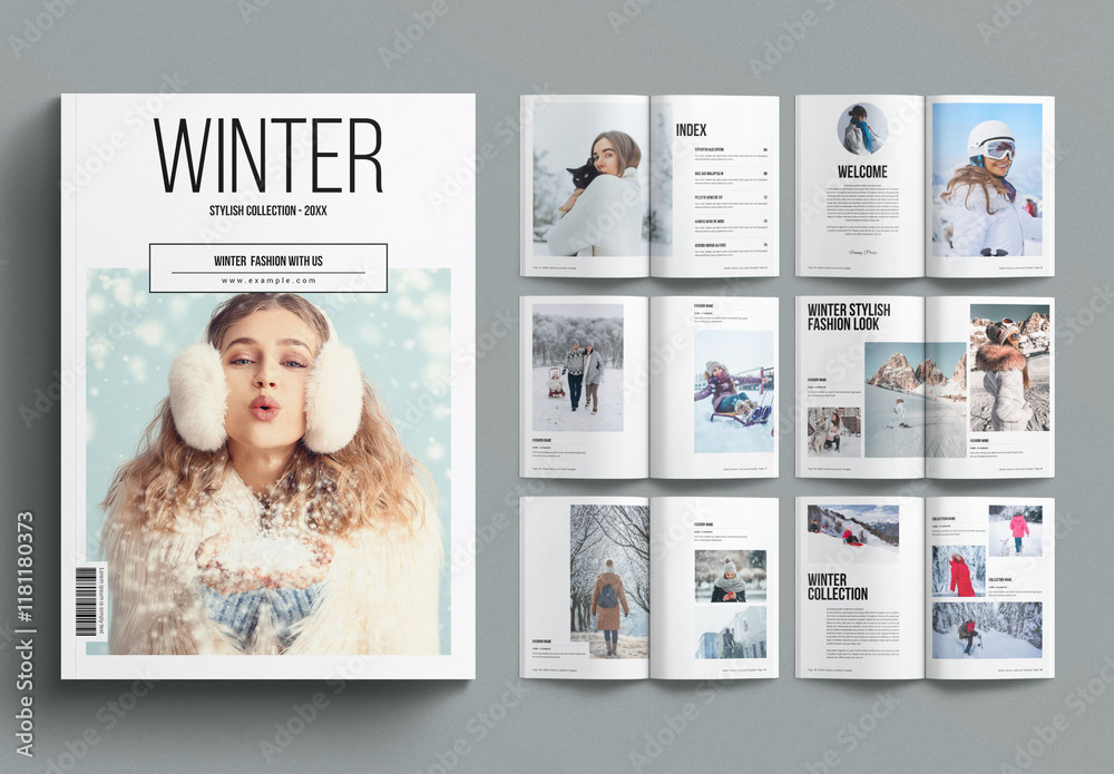 Winter Fashion Lookbook Template Design Layout Stock Template | Adobe Stock