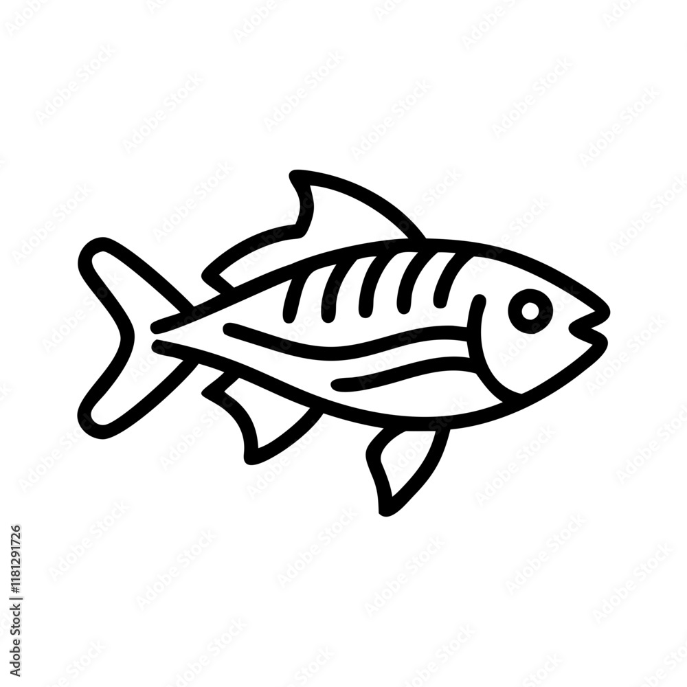 Grafika wektorowa Stock: zebra danio fish icon, fish line art, fish ...