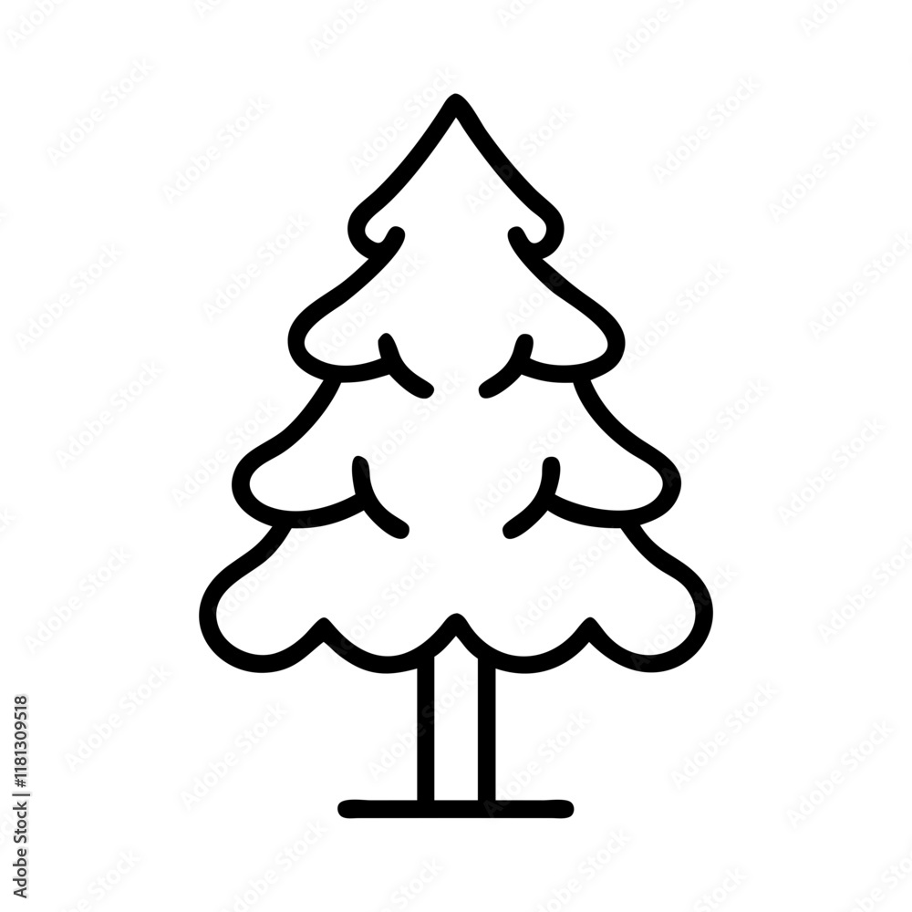 Vetor de cedar tree icon, tree line art, tree vector - simple black ...