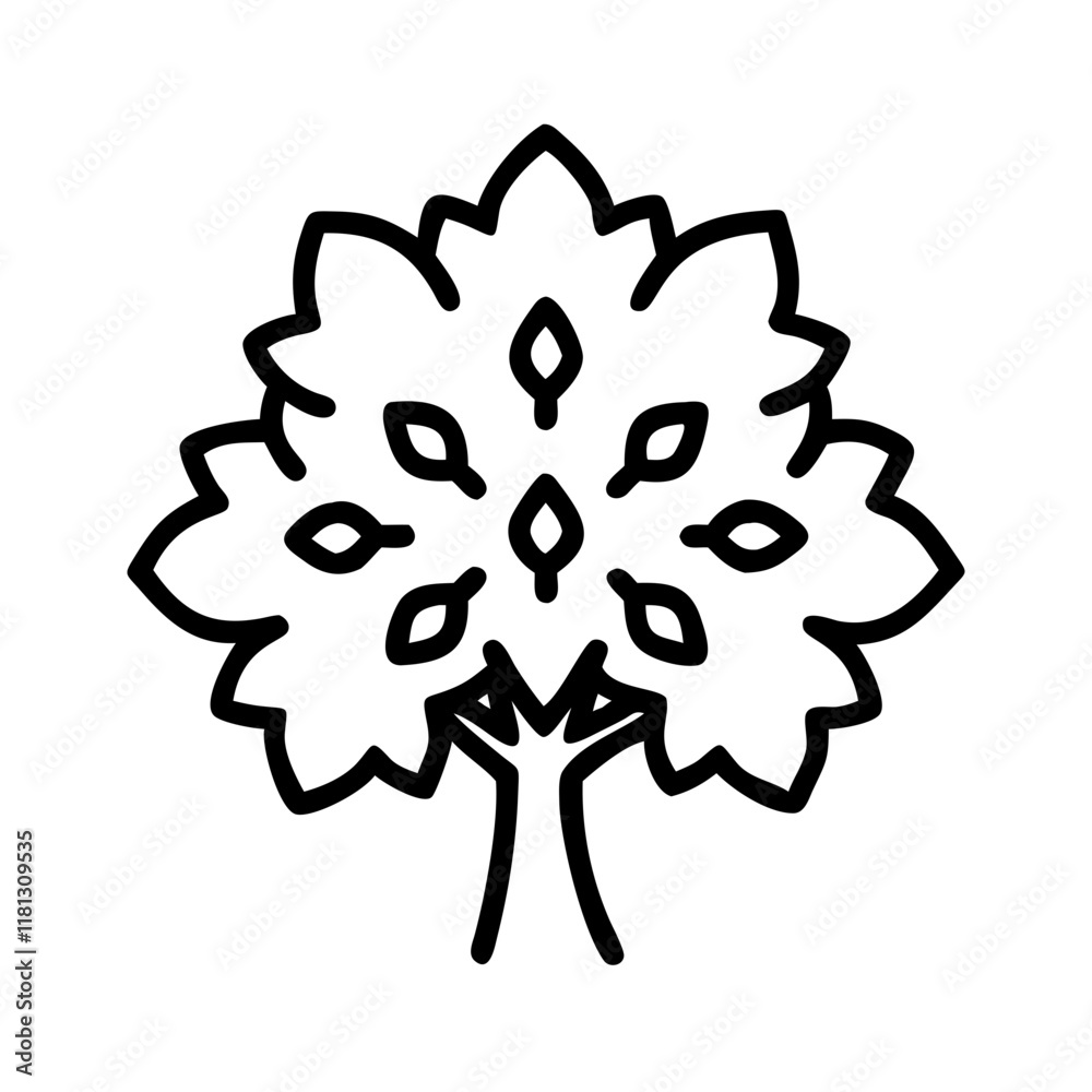 chestnut tree icon, tree line art, tree vector - simple black line art ...