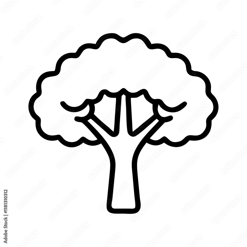 mahogany tree icon, tree line art, tree vector - simple black line art ...