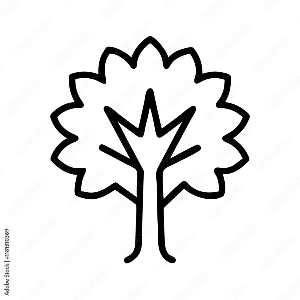 Vetor de maple tree icon, tree line art, tree vector - simple black ...