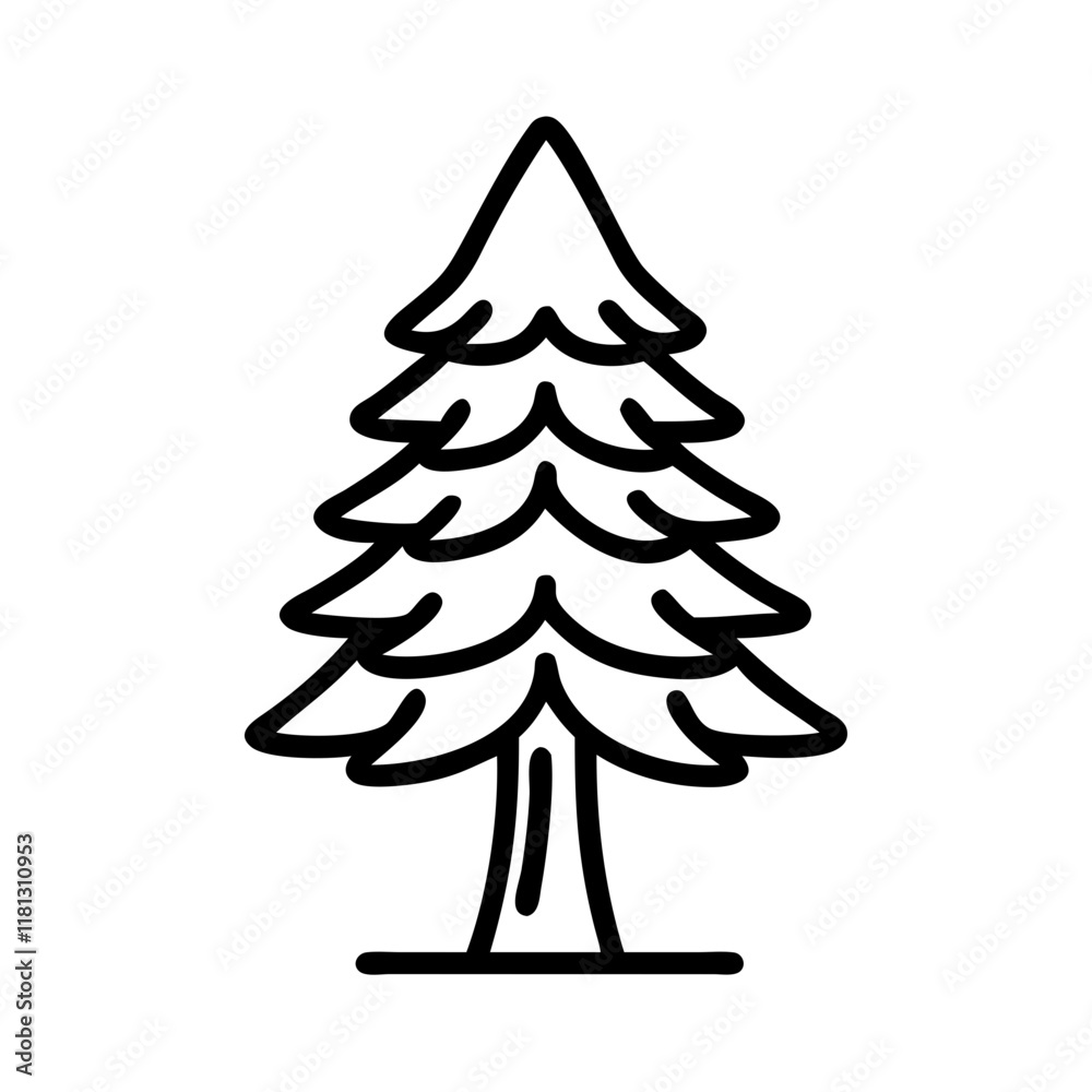 redwood tree icon, tree line art, tree vector - simple black line art ...