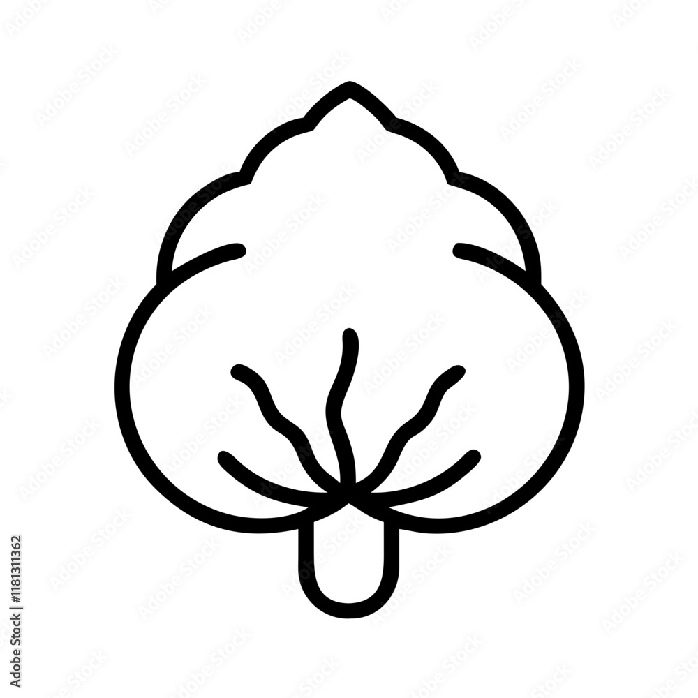 walnut tree icon, tree line art, tree vector - simple black line art ...