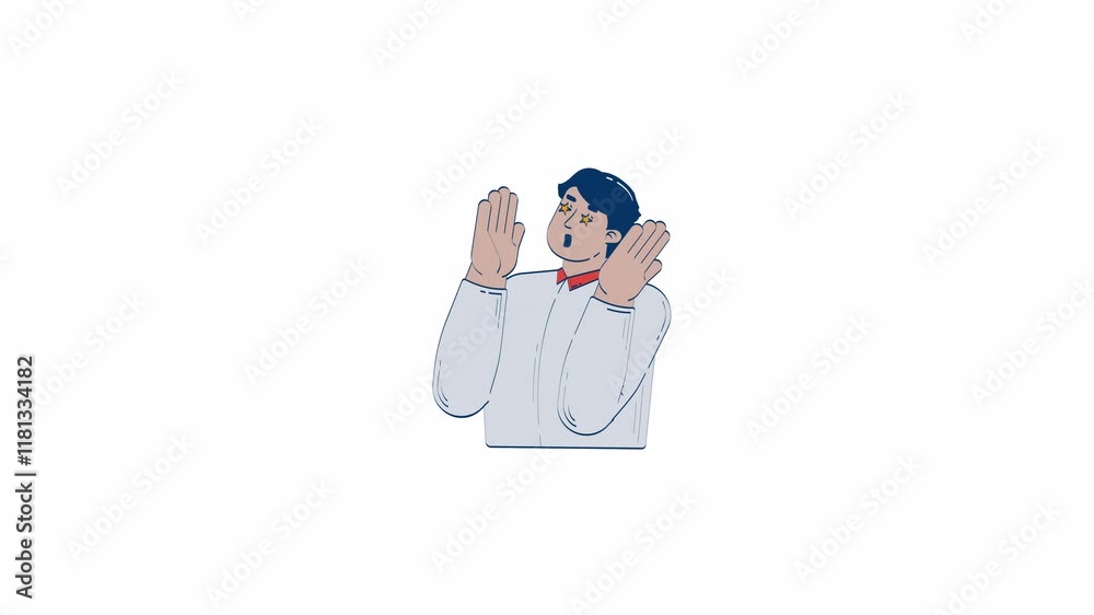 Excited arab man with starry eyes in business casual 2D character ...