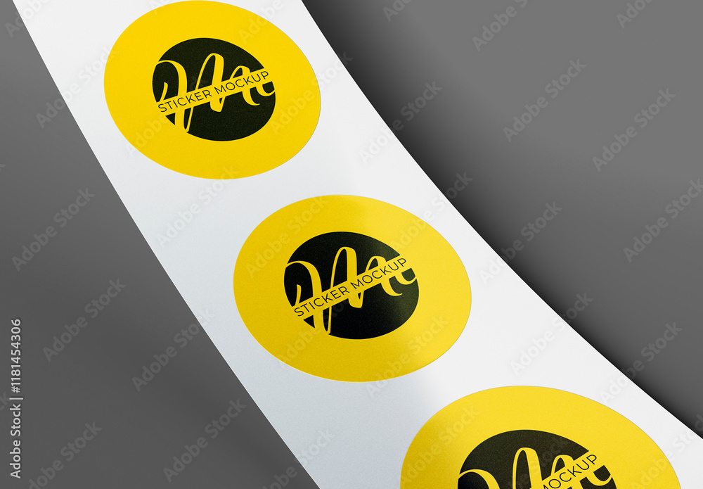 Circular Sticker Roll Mockup Stock Template | Adobe Stock