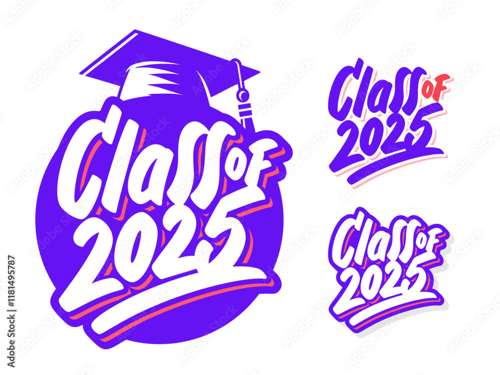 Class of 2025. Graduation stickers. Vector three design set., Alex ...