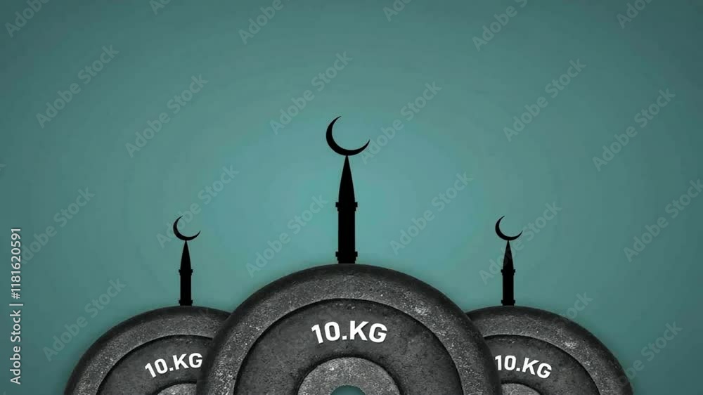 Gym weight plate shaped like a mosque, symbolizing fitness, Happy ...