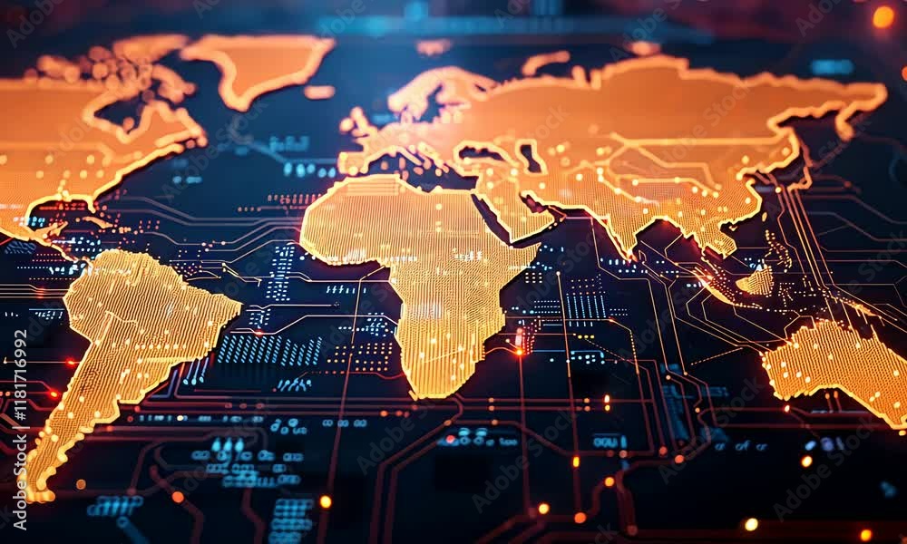 Digital Map of the World with Data Overlay Stock Video | Adobe Stock
