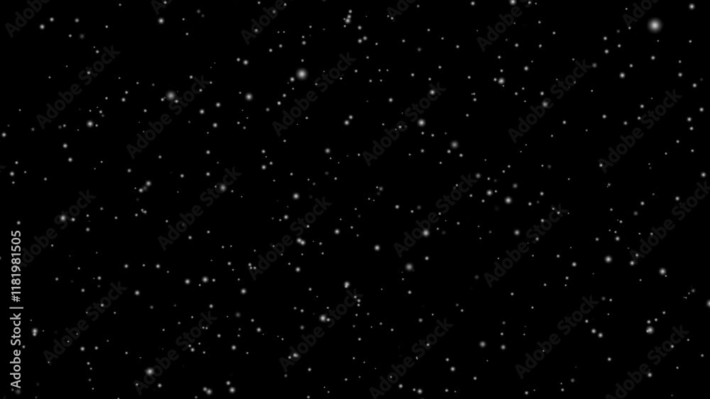 Snow Animation on black background, slow motion, falling snowflakes ...